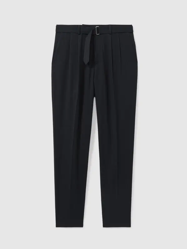 REISS Pin Belted Cropped Trousers