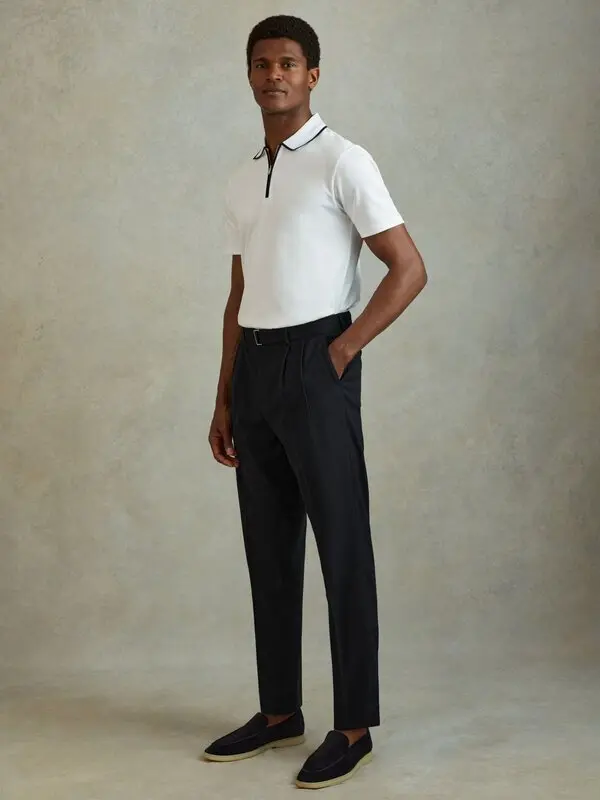 REISS Pin Belted Cropped Trousers