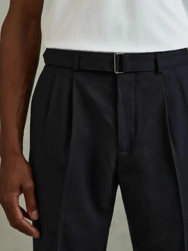 REISS Pin Belted Cropped Trousers