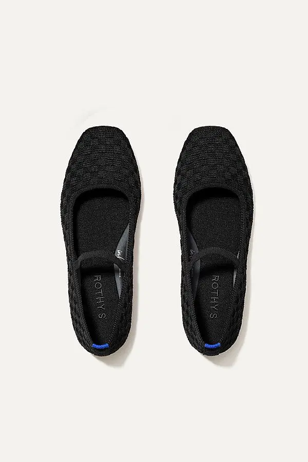 Rothy's The Max Square Mary Jane Flats - Black Pattern