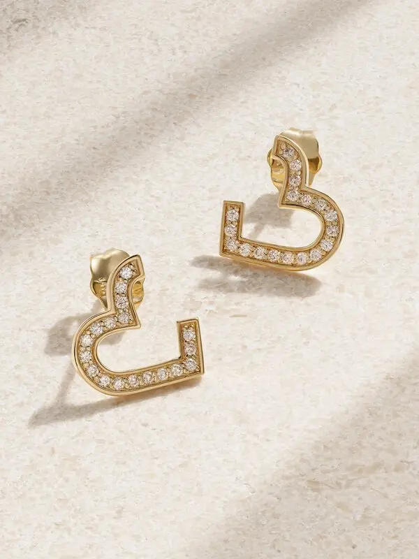SYDNEY EVAN Small Heart 14-karat Diamond Stud Earrings - Gold