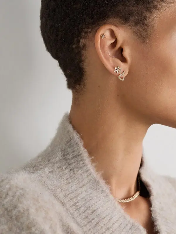 SYDNEY EVAN Small Heart 14-karat Diamond Stud Earrings