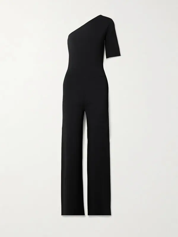 Stella McCartney One-shoulder Stretch-knit Jumpsuit - Black
