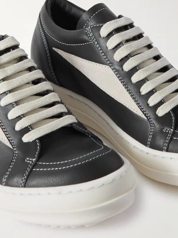 Rick Owens Suede-trimmed Leather Sneakers - Black