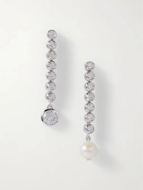Completedworks Ascent Pearl And Cubic Zirconia Earrings - Silver