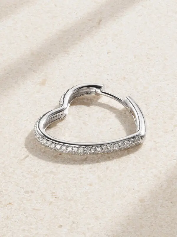 Yvonne Léon Créole Coeur 18-karat White Diamond Single Hoop Earring - Gold
