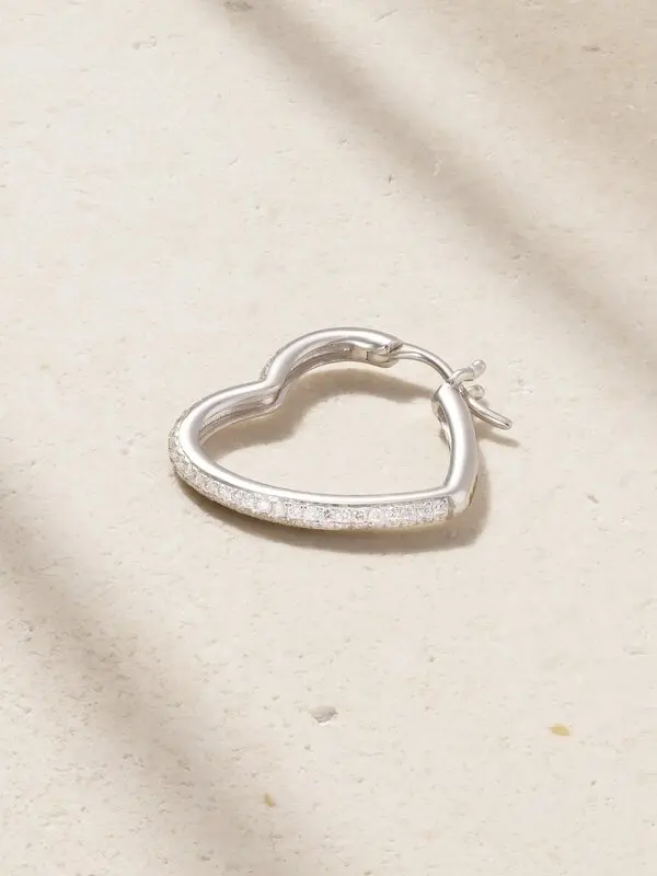 Yvonne Léon 18k White Diamond Heart Single Hoop Earring - Gold