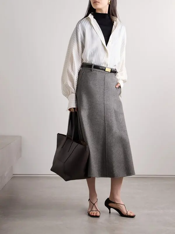 Brunello Cucinelli Wool-felt Midi Skirt
