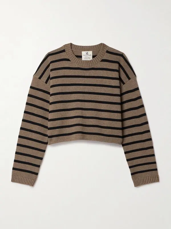 Denimist Cropped Striped Cotton-blend Sweater