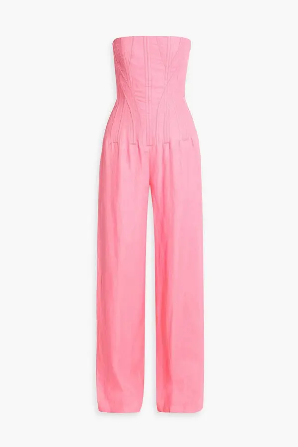 Stella McCartney Strapless Twill Jumpsuit - Bubblegum