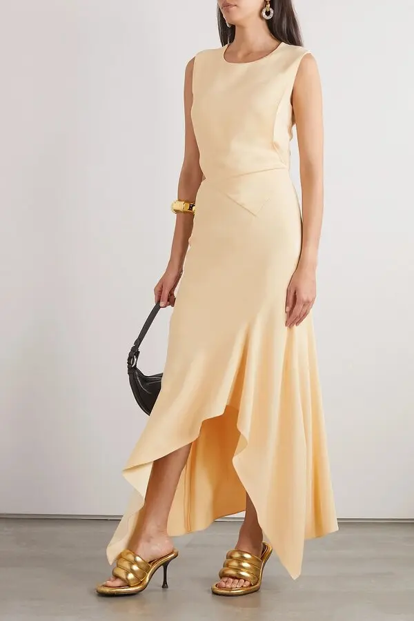 Stella Mccartney Asymmetric Cutout Stretch-Crepe Gown In Cream - 75% Off |  Editorialist