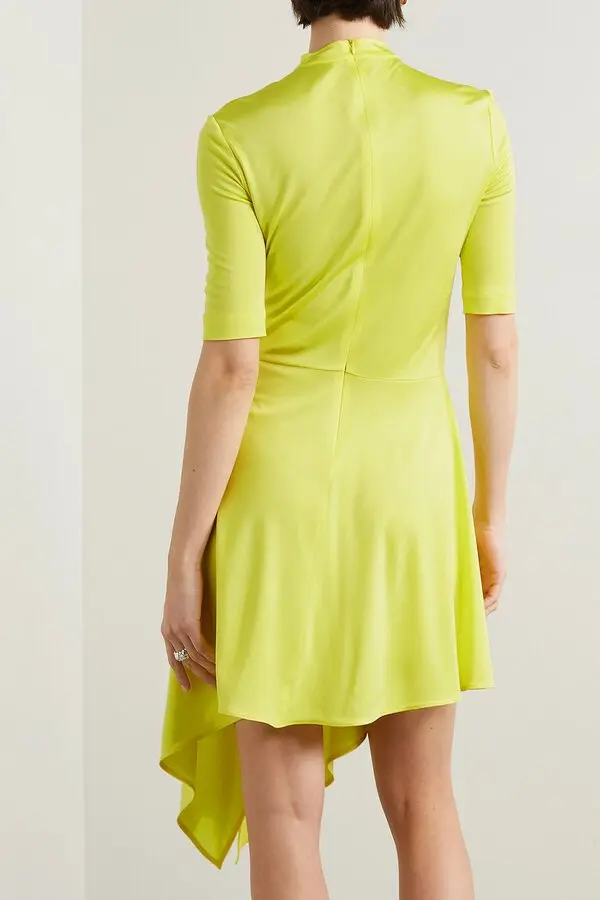 Stella Mccartney Asymmetric Draped Stretch-Jersey Mini Dress In Yellow -  80% Off | Editorialist