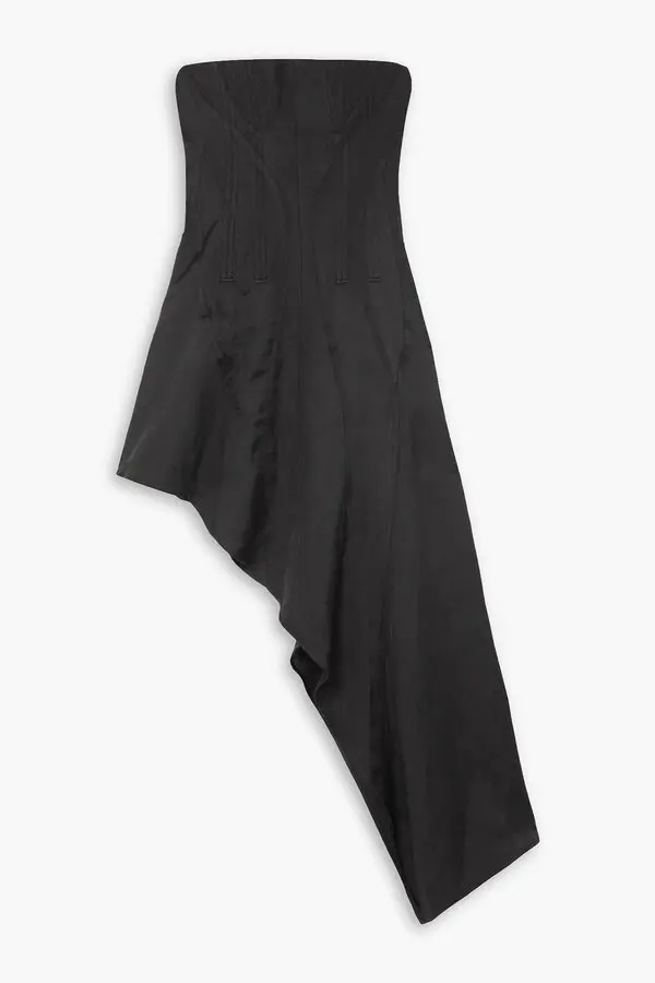Stella Mccartney Strapless Asymmetric Twill Mini Dress In Black - 80% Off