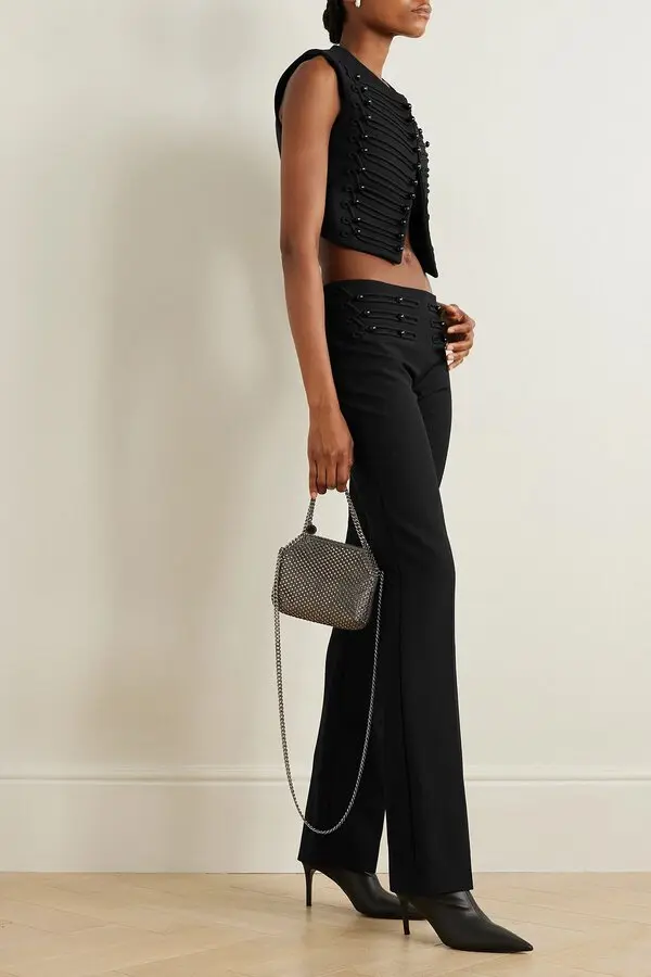 Stella Mccartney Cropped Embroidered Buttonembellished Wool Vest