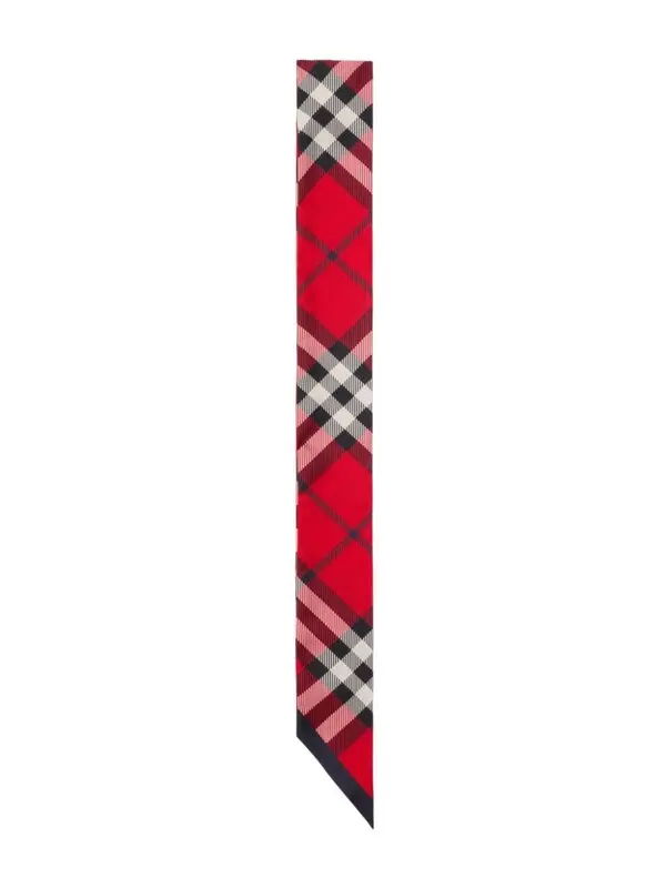 Burberry Check-print Silk Skinny Scarf - Red