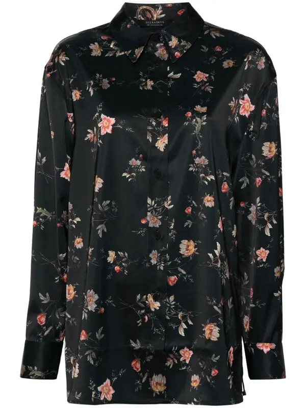 ALLSAINTS Louisa Floral-print Satin Shirt