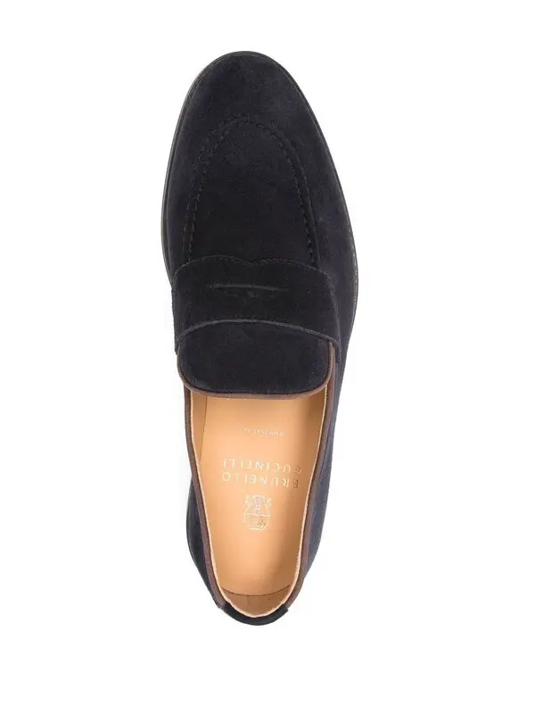 Brunello Cucinelli Penny-slot Suede Loafers - Blue