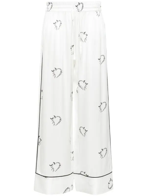 ALLSAINTS Sofi Straight-leg Trousers With All-over Logo And Heart Print - White