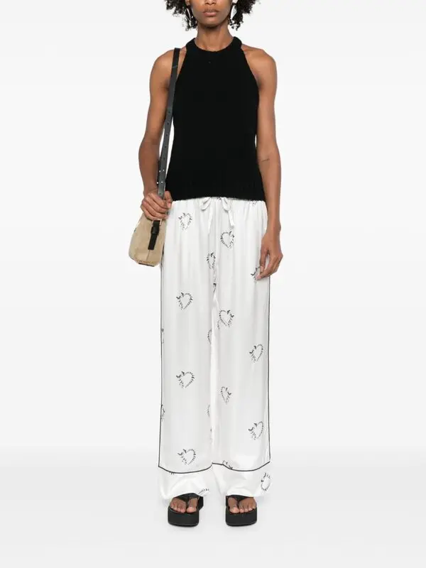 ALLSAINTS Sofi Straight-leg Trousers With All-over Logo And Heart Print