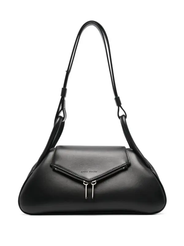 Amina Muaddi Gemini Leather Shoulder Bag - Black