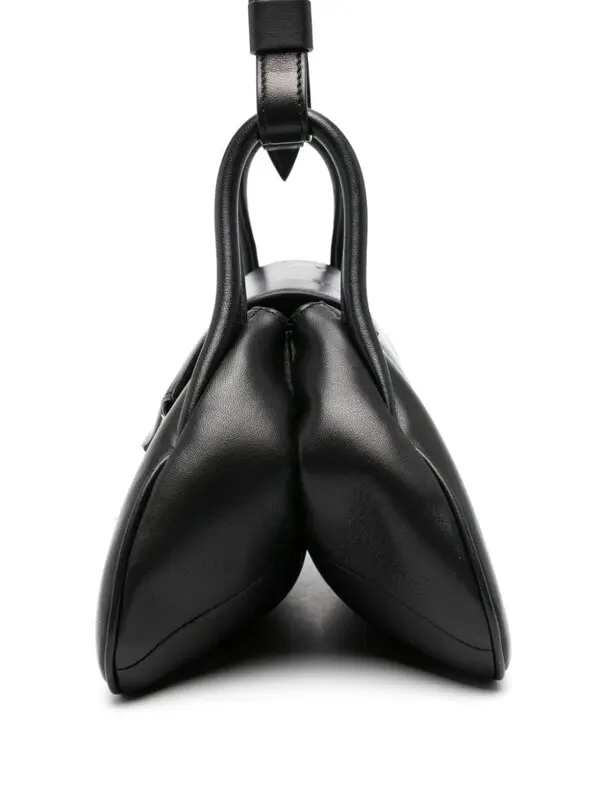 Amina Muaddi Gemini Leather Shoulder Bag - Black