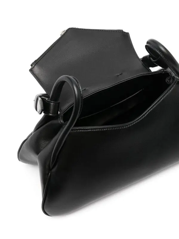 Amina Muaddi Gemini Leather Shoulder Bag - Black