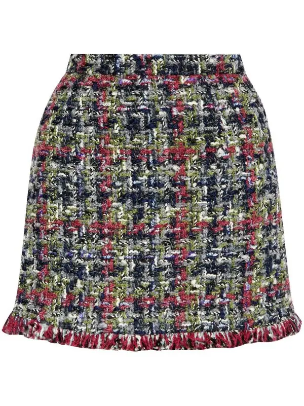 Etro Tweed Bouclé Check Mini Skirt - Black