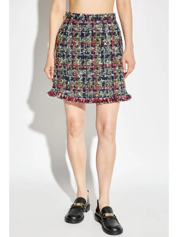 Etro Tweed Bouclé Check Mini Skirt - Black