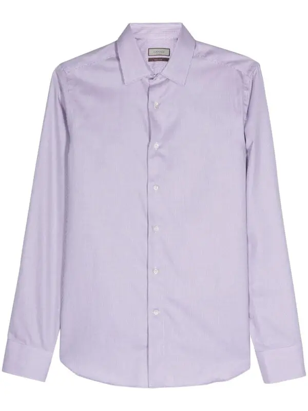 Canali Geometric-pattern Cotton Shirt - Pink