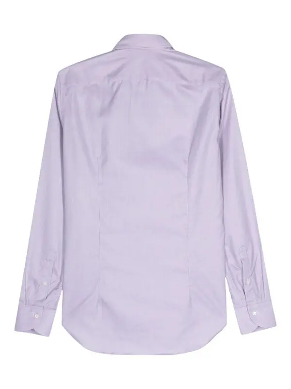 Canali Geometric-pattern Cotton Shirt - Pink