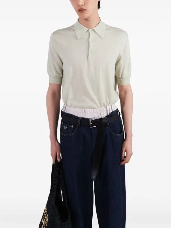 Prada Triangle-Logo Wide-Leg Jeans - Blue | Editorialist