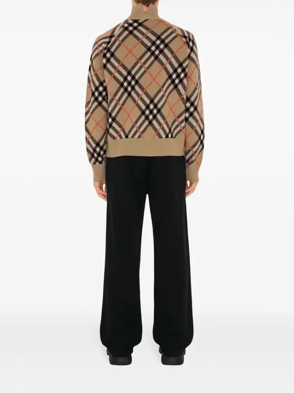 Burberry Check Wool Mohair Blend Zip-up Jacket - Neutrals