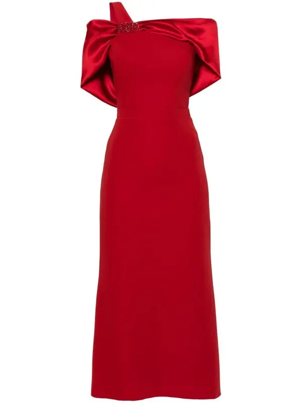 CRISTALLINI Ophelia Satin Midi Dress - Red