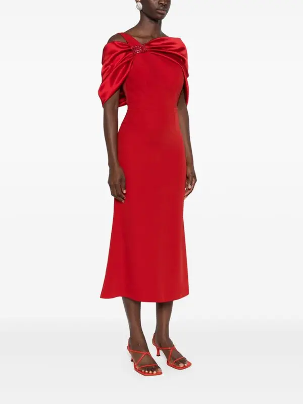 CRISTALLINI Ophelia Satin Midi Dress - Red
