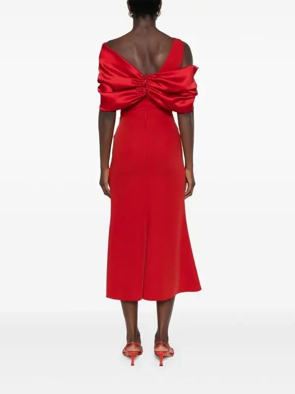 CRISTALLINI Ophelia Satin Midi Dress - Red