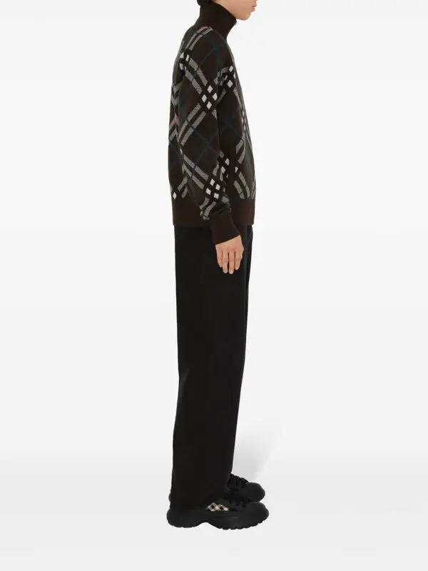 Burberry Check Zip-up Cardigan - Brown