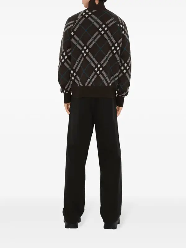 Burberry Check Zip-up Cardigan - Brown