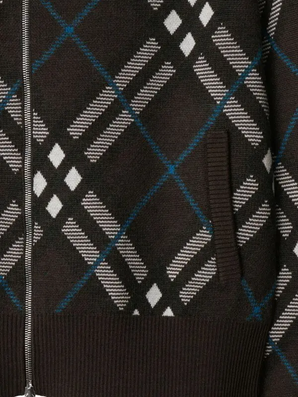 Burberry Check Zip-up Cardigan - Brown