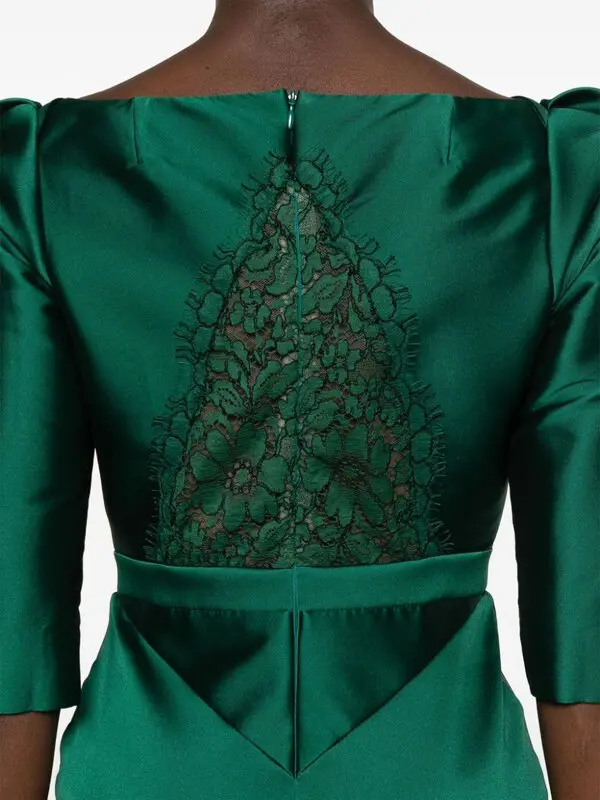 green emerald velvet dress Green Velvet Puff Sleeve Midi Dress  Confetti Boutique