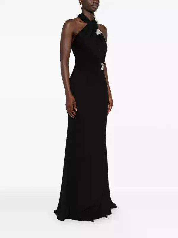 CRISTALLINI Sequin-embellished Halterneck Maxi Dress