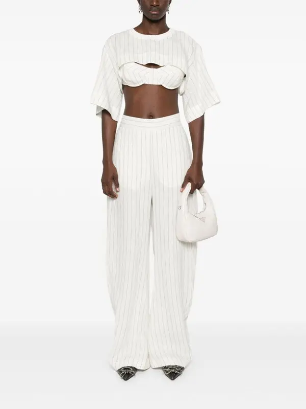 ALESSANDRO VIGILANTE Pinstriped Palazzo Trousers