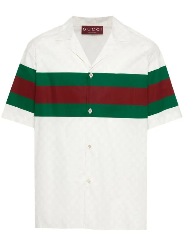 Gucci Gg Web-print Cotton Shirt