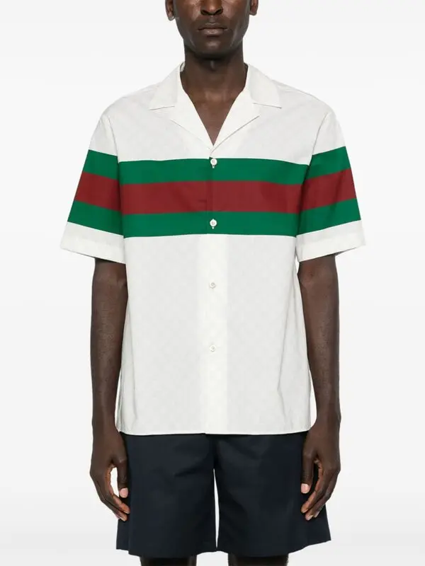Gucci Gg Web-print Cotton Shirt