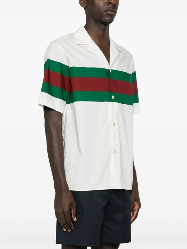Gucci Gg Web-print Cotton Shirt