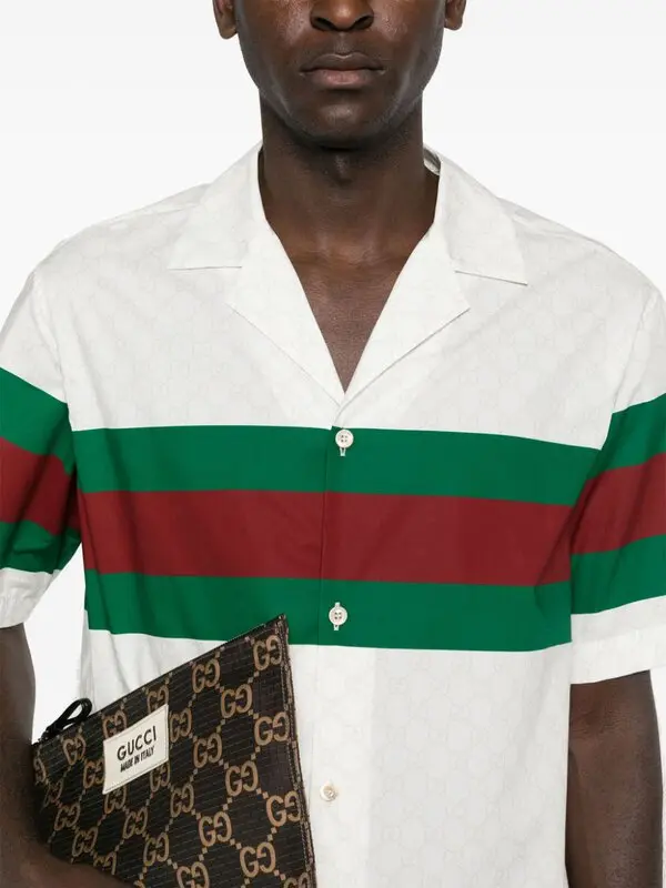 Gucci Gg Web-print Cotton Shirt
