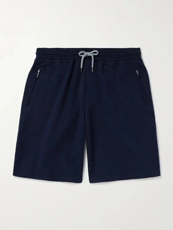 Brunello Cucinelli Straight-leg Cotton-blend Jersey Drawstring Shorts - Blue