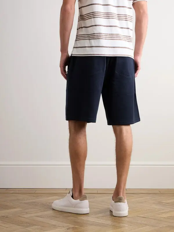 Brunello Cucinelli Straight-leg Cotton-blend Jersey Drawstring Shorts - Blue