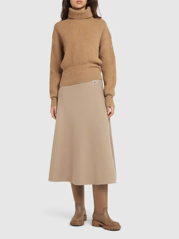 Moncler Wool Blend Midi Skirt