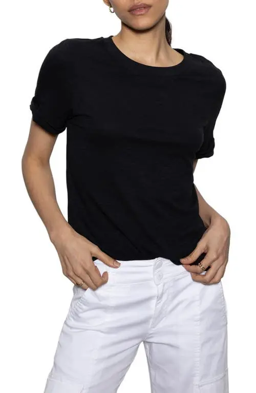 Sanctuary Perfect Roll Sleeve T-shirt - Black