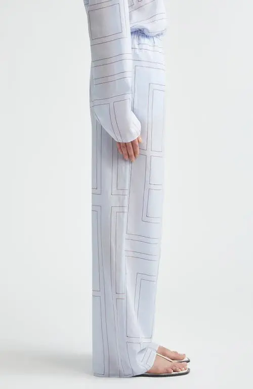 TOTEME Monogram Embroidered Pull-on Pants - Sky